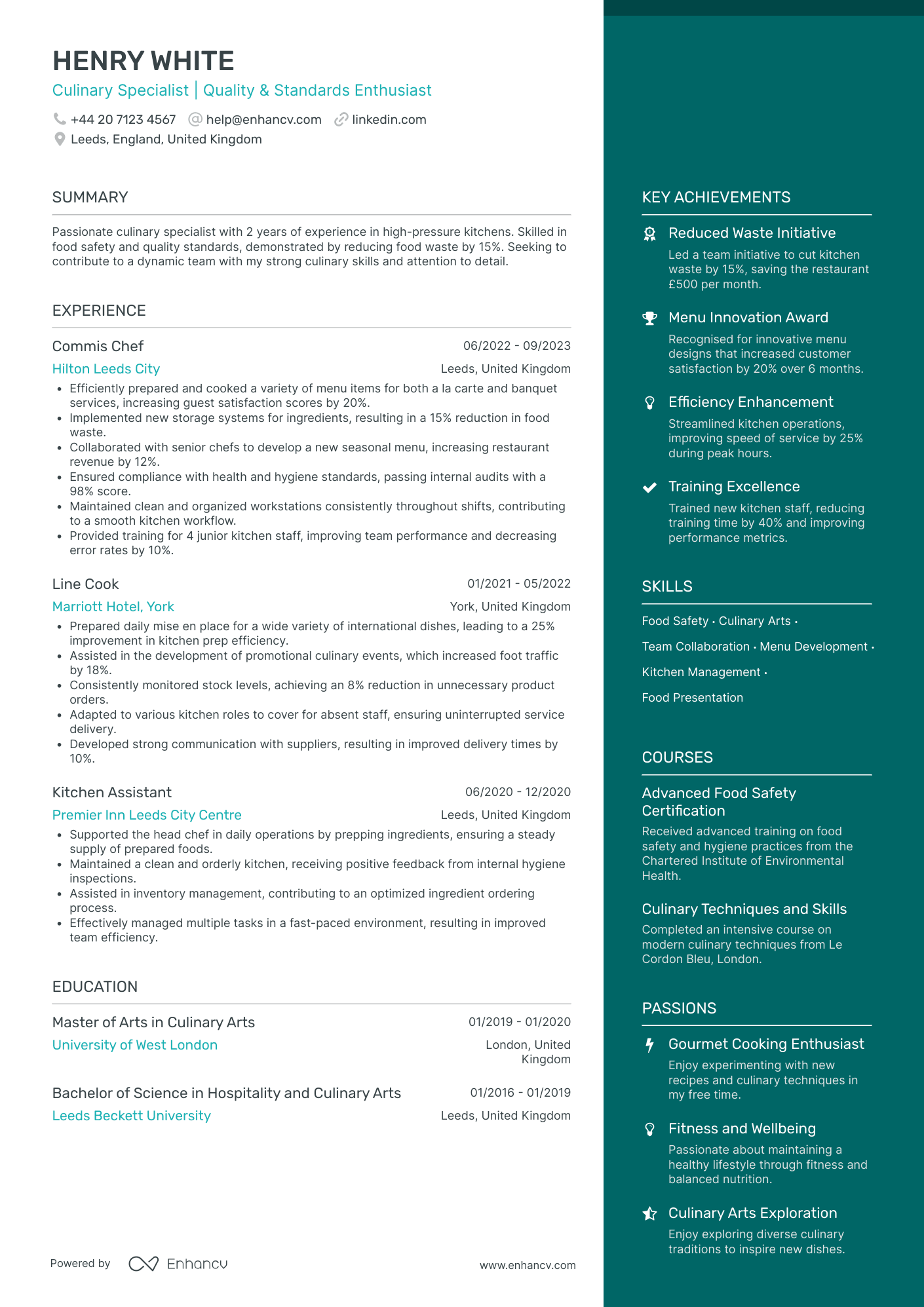 Chef CV Examples & Guide for 2026