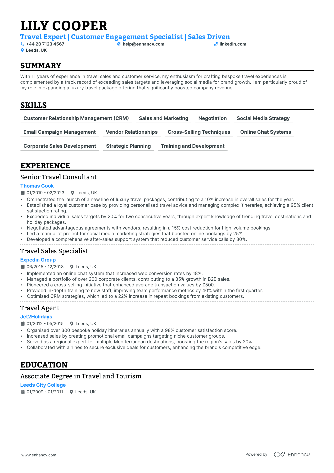 Travel Consultant CV Examples & Guide for 2025