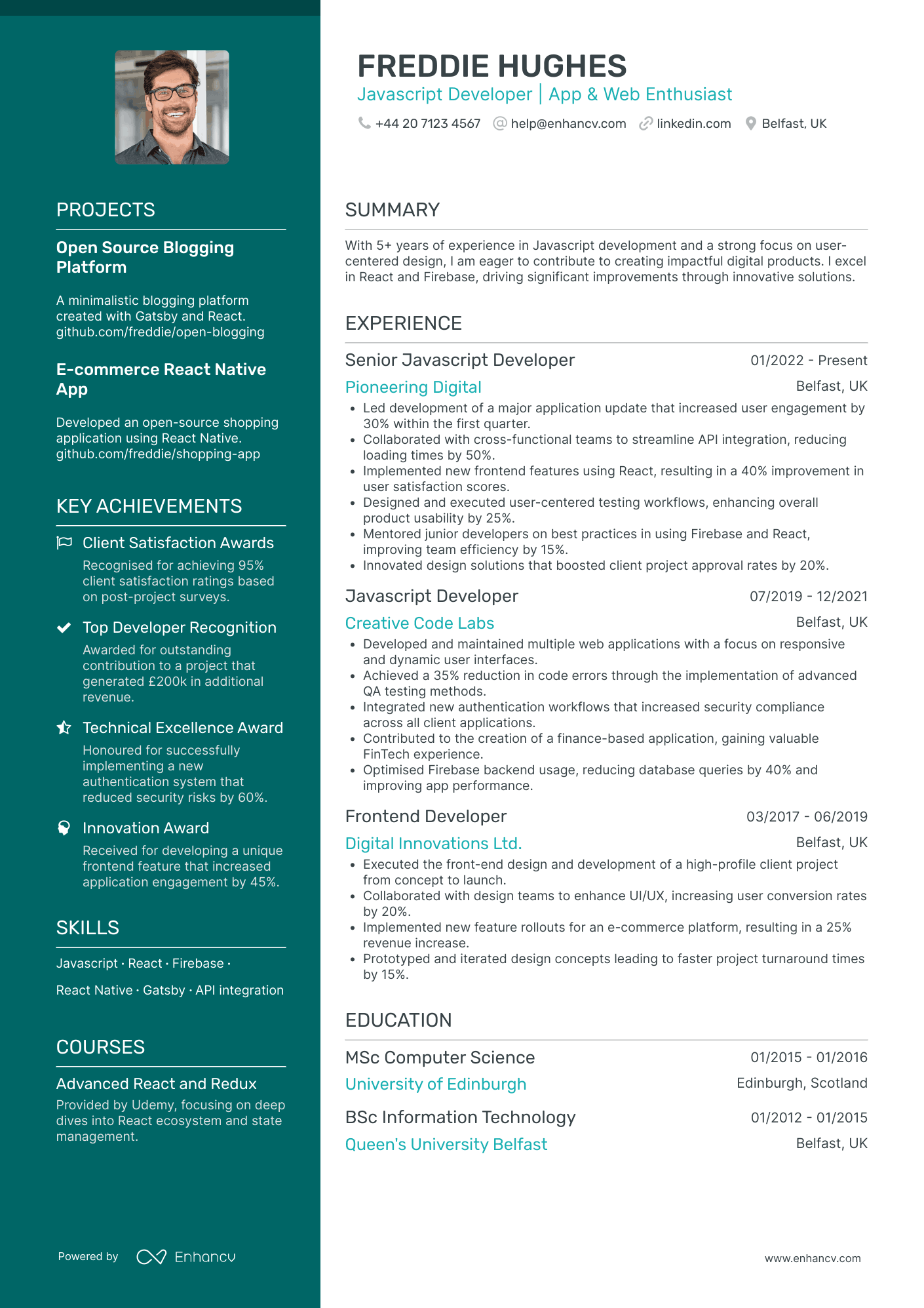Web Developer CV Examples & Guide for 2025