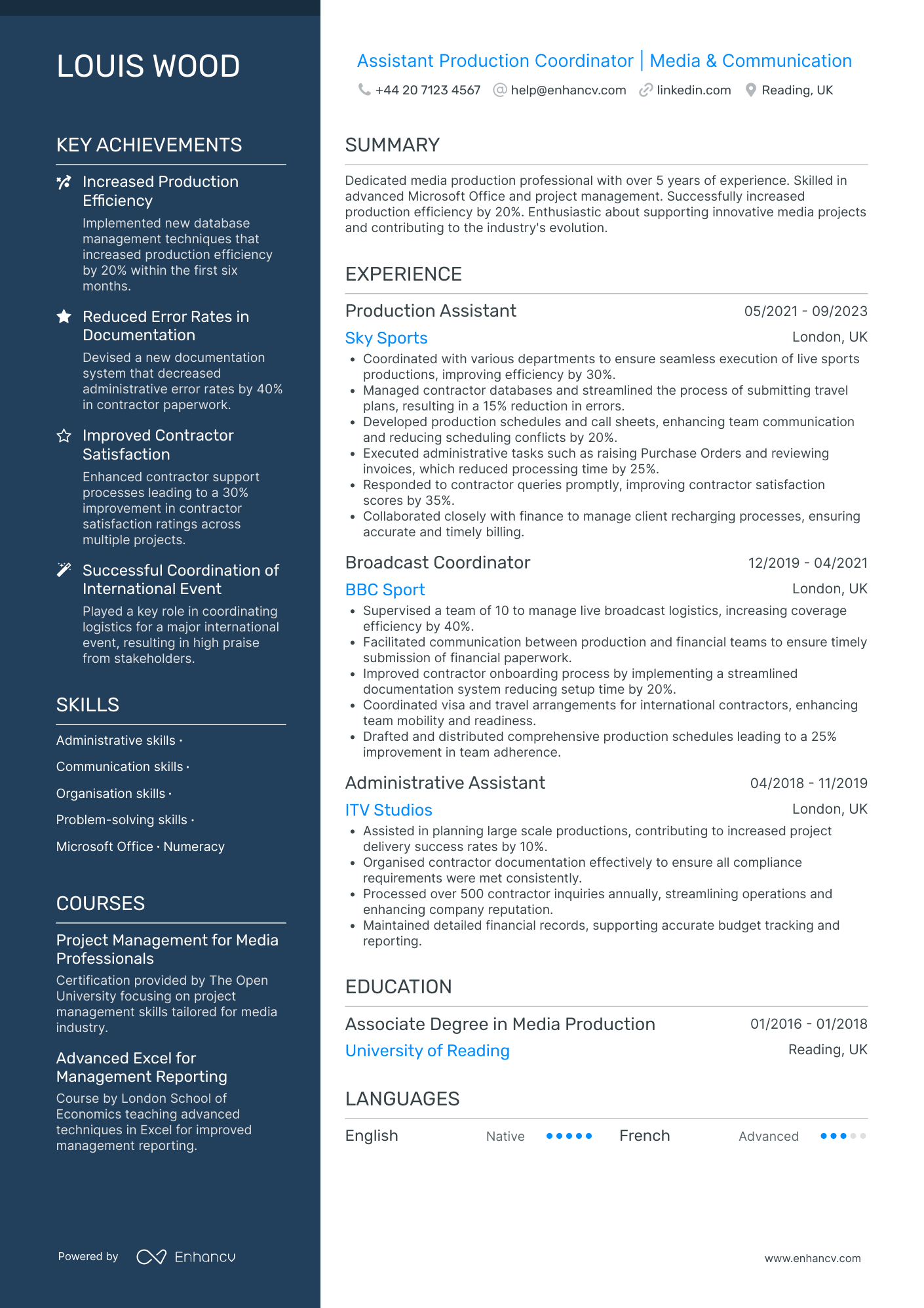 Production Coordinator CV Examples & Guide for 2026