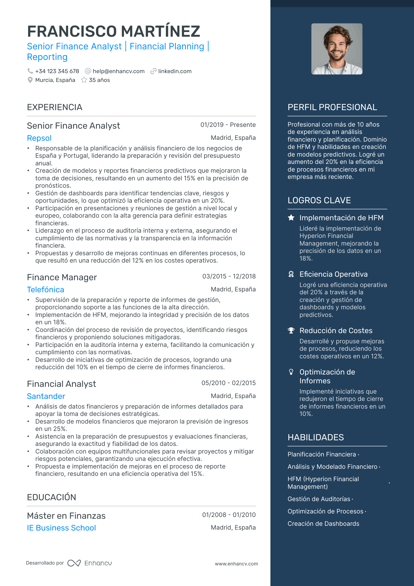 CV de Finanzas y Administración: Mejores Ejemplos