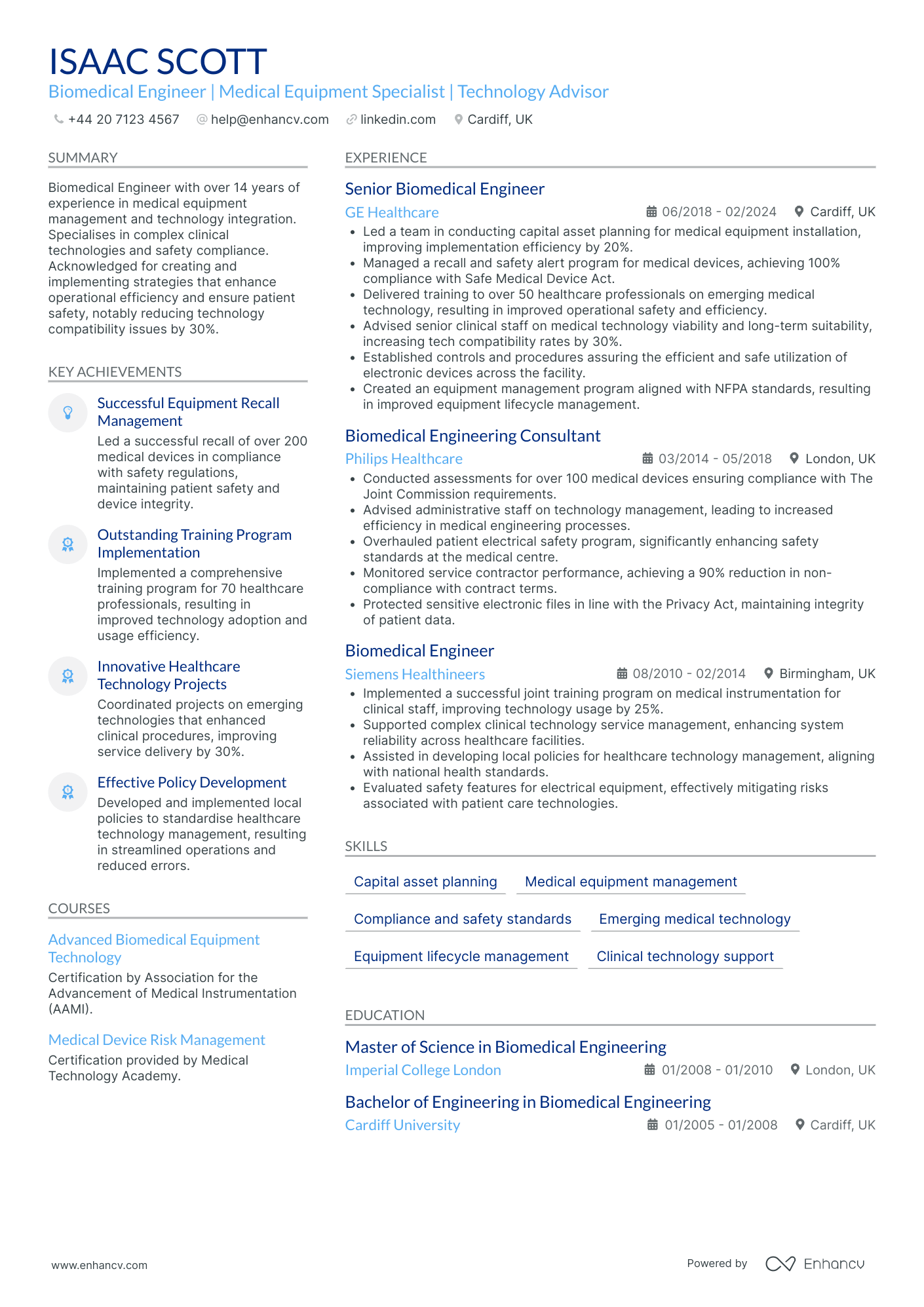 Biomedical Engineer CV Examples & Guide for 2026