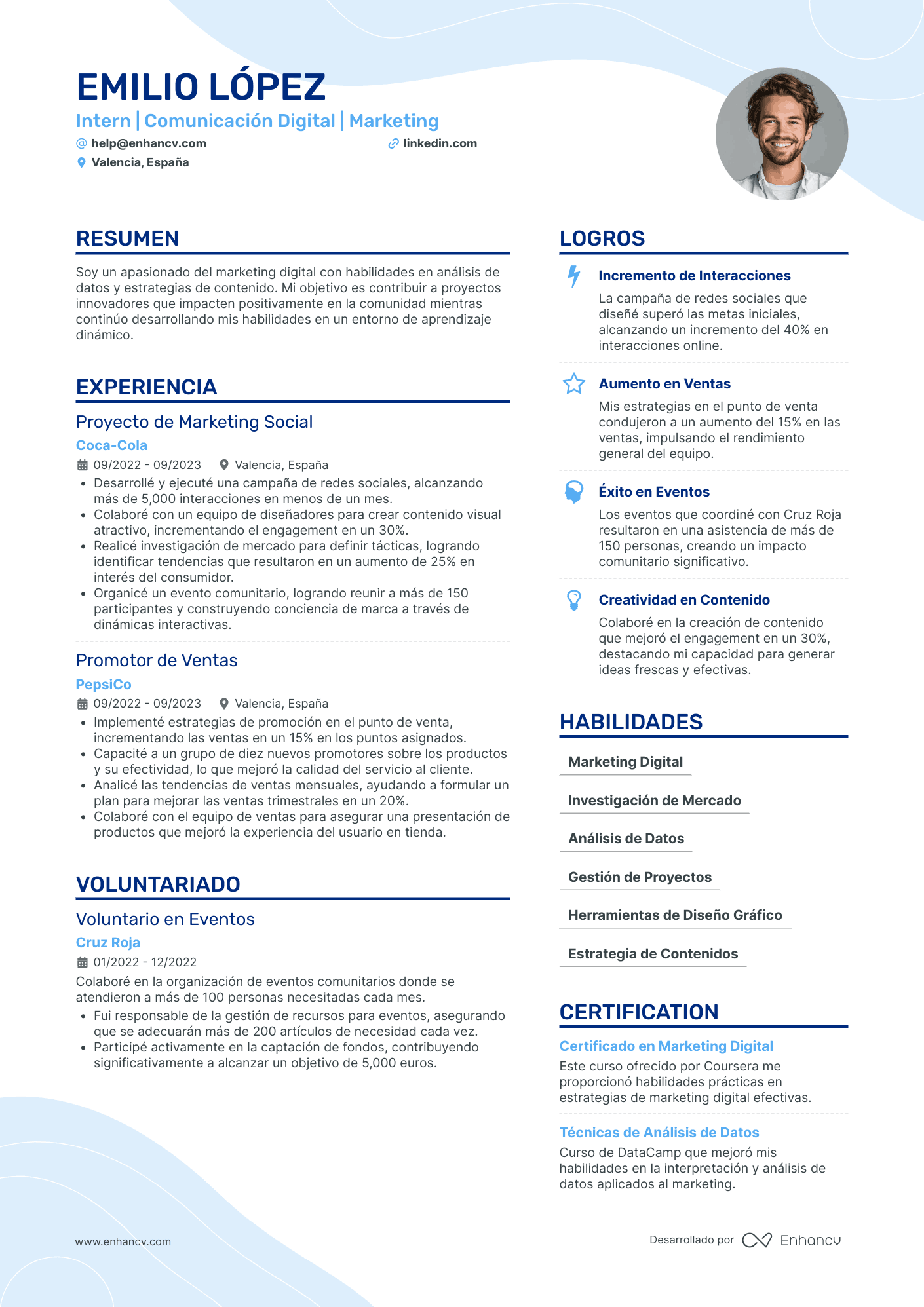 CV para Prácticas Profesionales y Pre-Profesionales