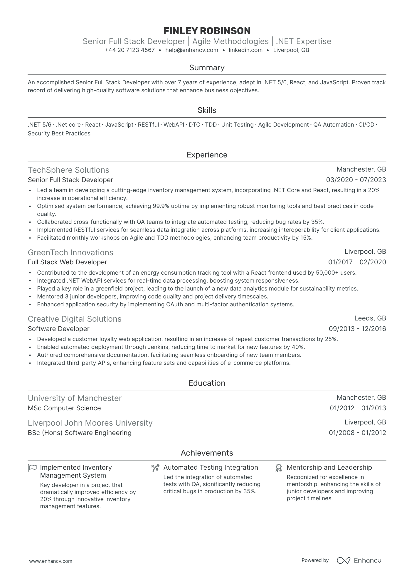 Full Stack Developer CV Examples & Guide for 2025