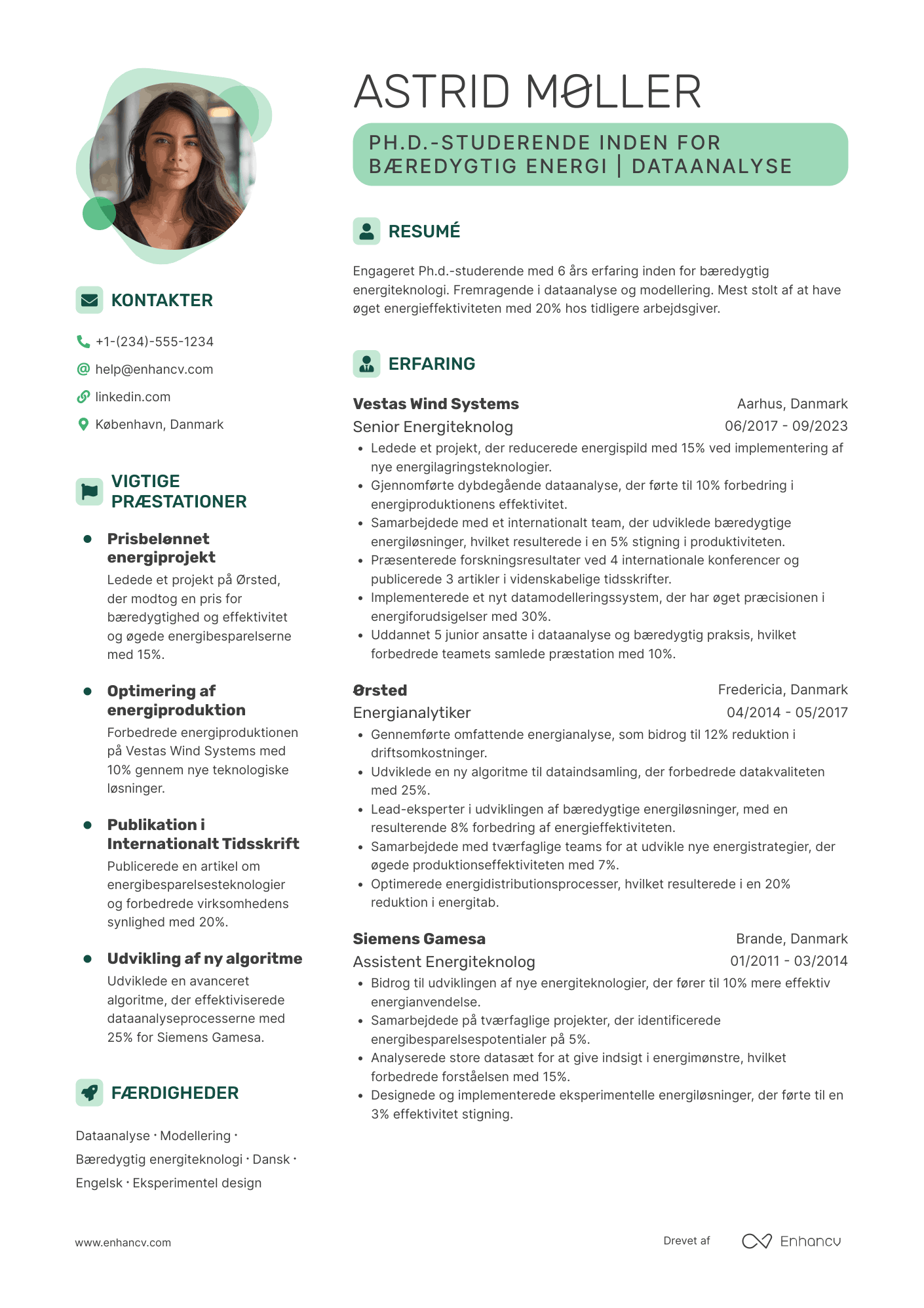 AI CV Builder | Bedste GPT AI CV Maker | Enhancv