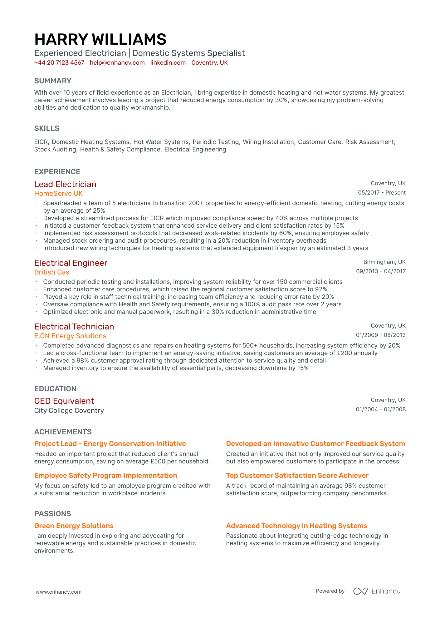 Electrician CV Examples & Guide for 2025