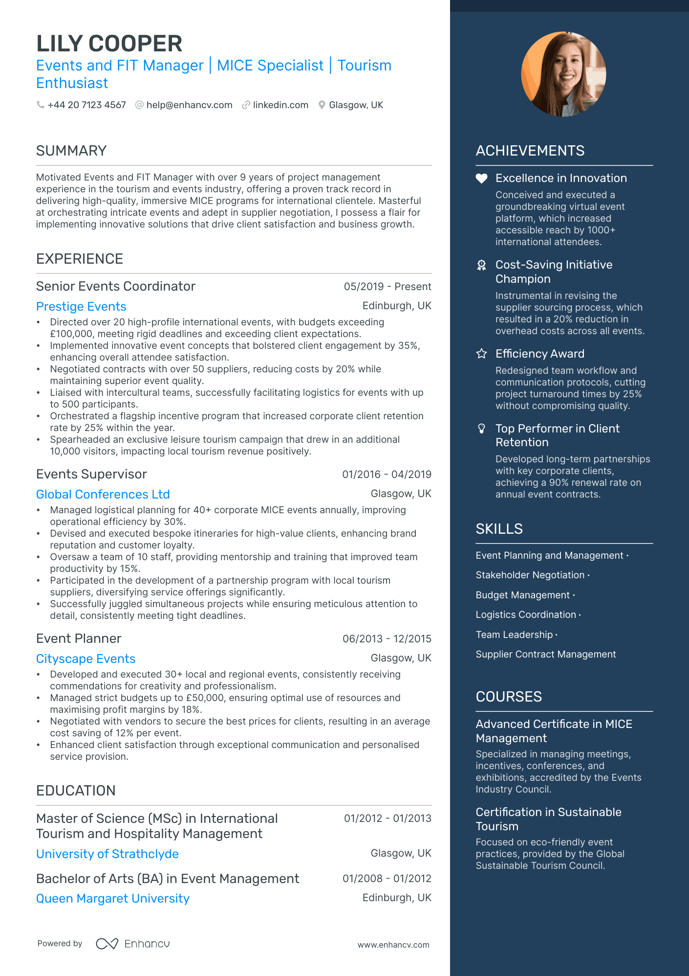 Events Manager CV Examples & Guide for 2025