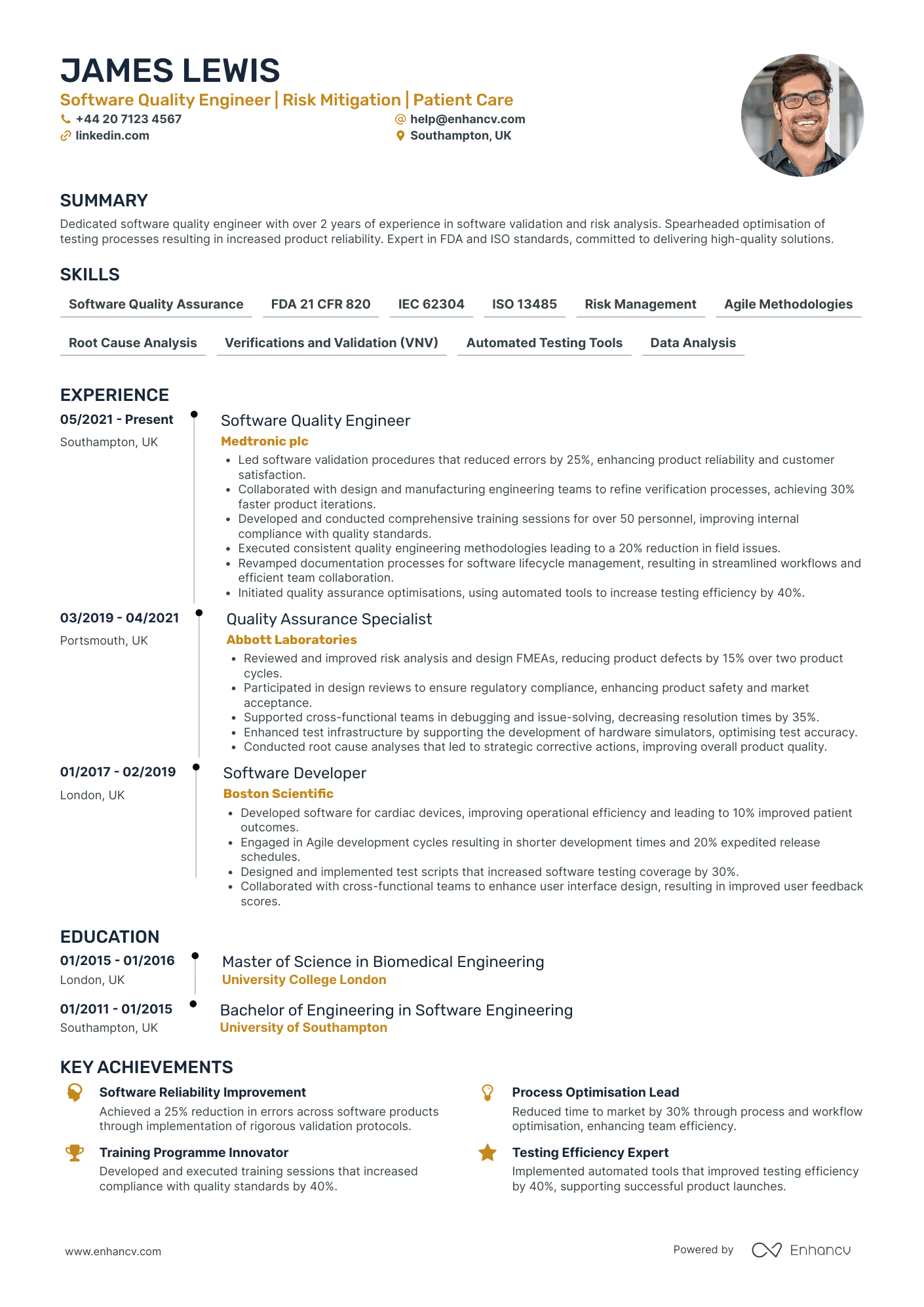 Quality Engineer CV Examples & Guide for 2026