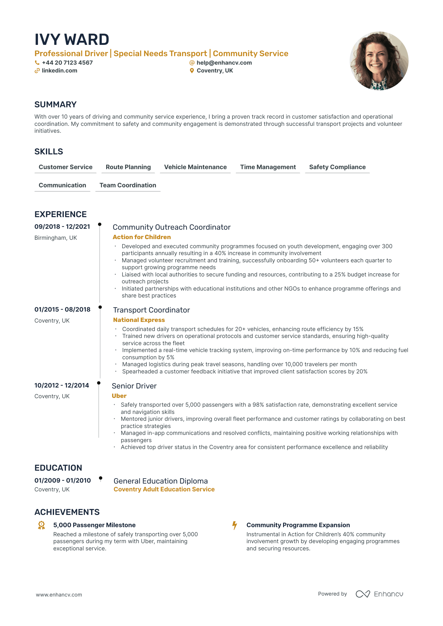 Driver CV Examples & Guide for 2025