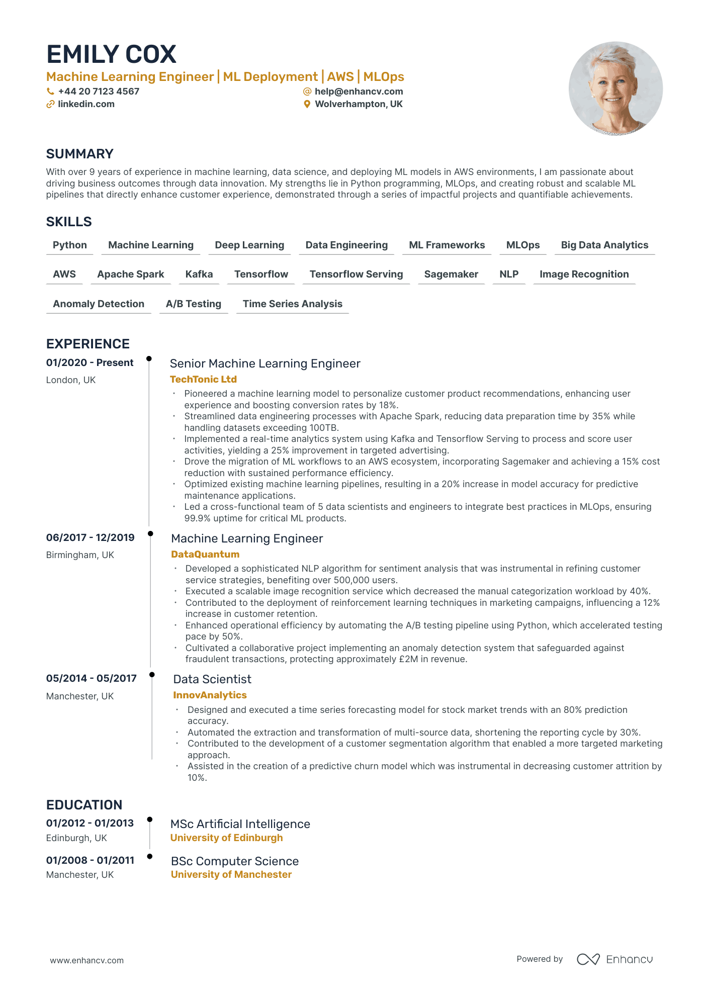 Machine Learning CV Examples & Guide for 2025