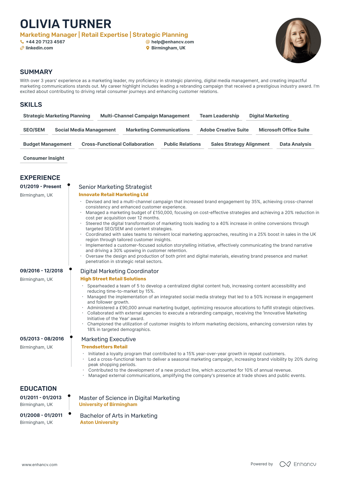Creative Marketing CV Examples & Guide for 2025