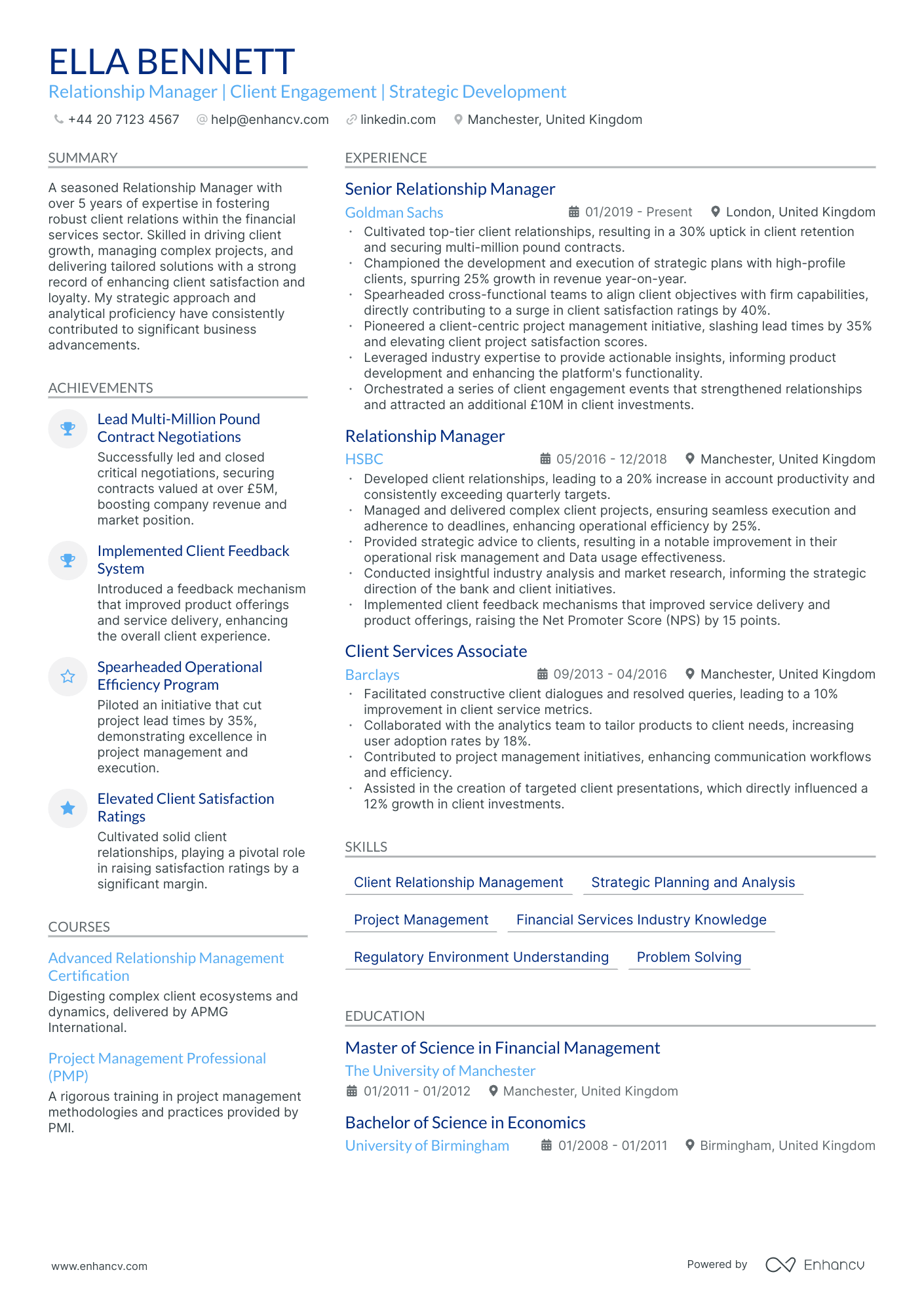 Relationship Manager CV Examples & Guide for 2025