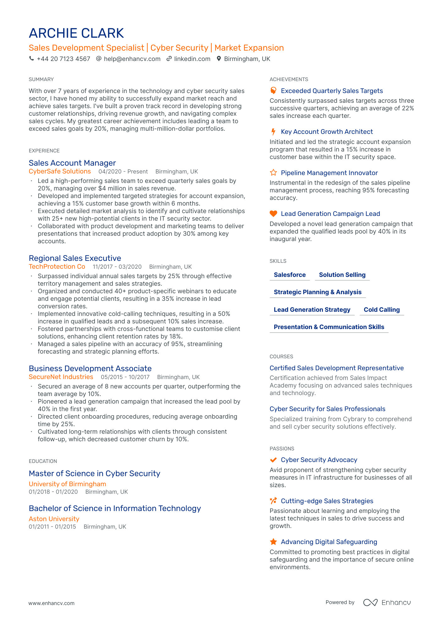 Sales Development Representative CV Examples & Guide for 2025