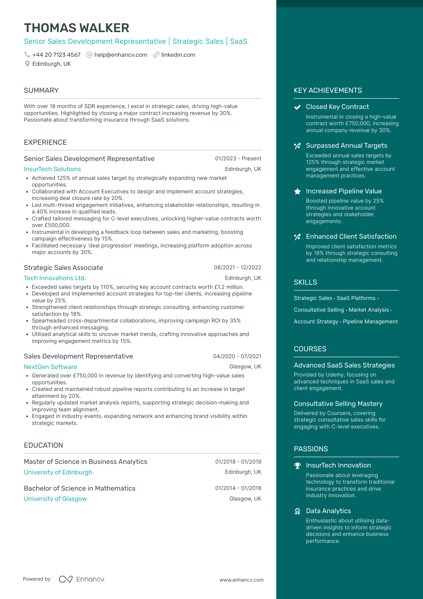 Sales Development Representative CV Examples & Guide for 2026