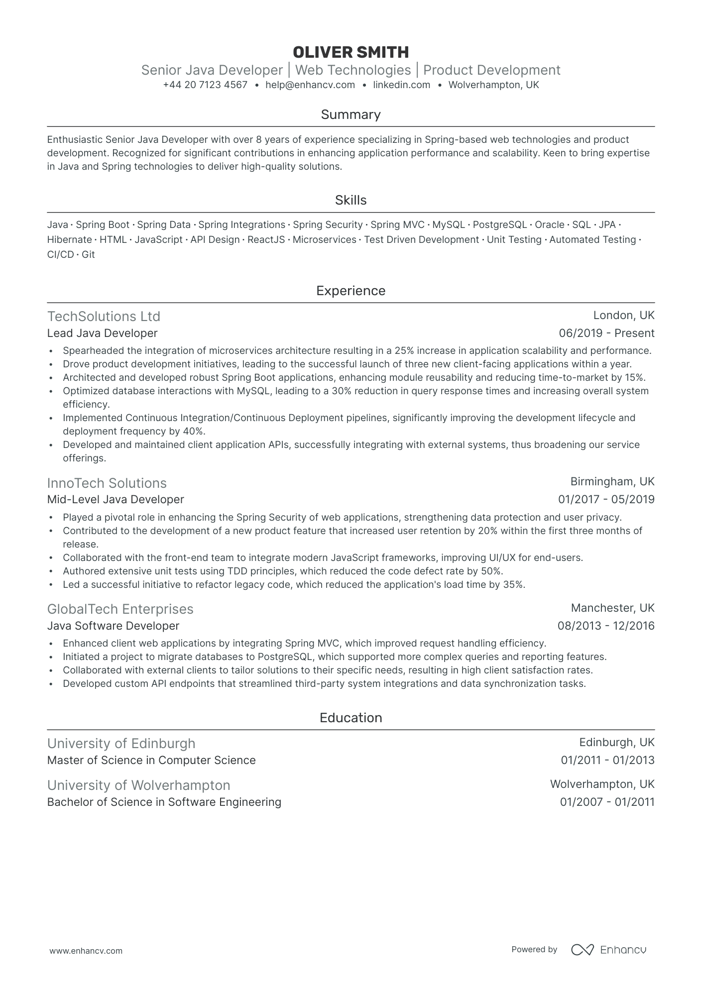 Java Developer CV Examples & Guide for 2025