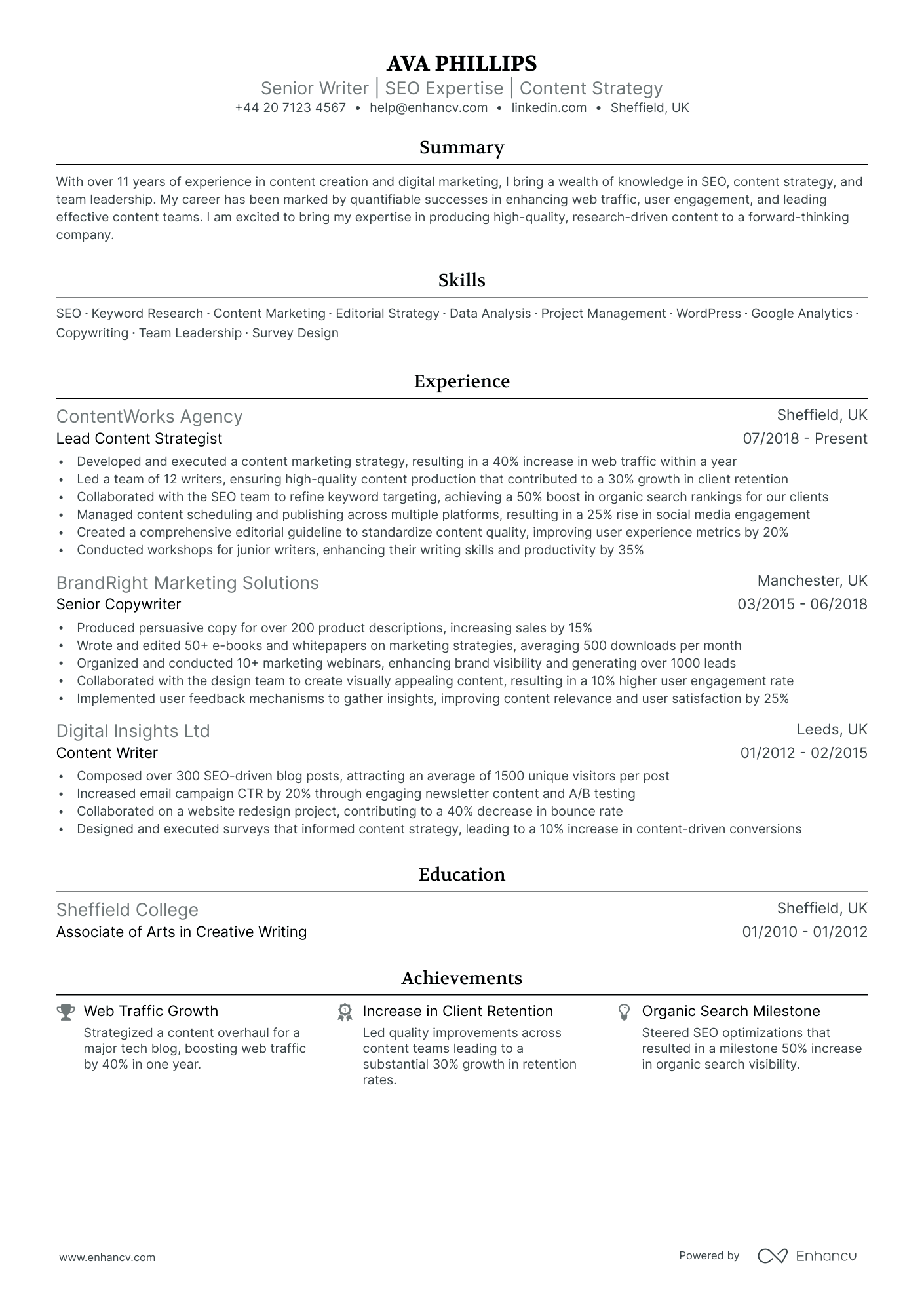 Writer CV Examples & Guide for 2025