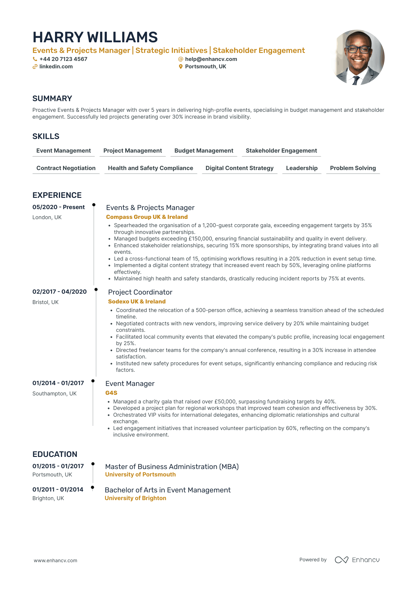 Events Manager CV Examples & Guide for 2026
