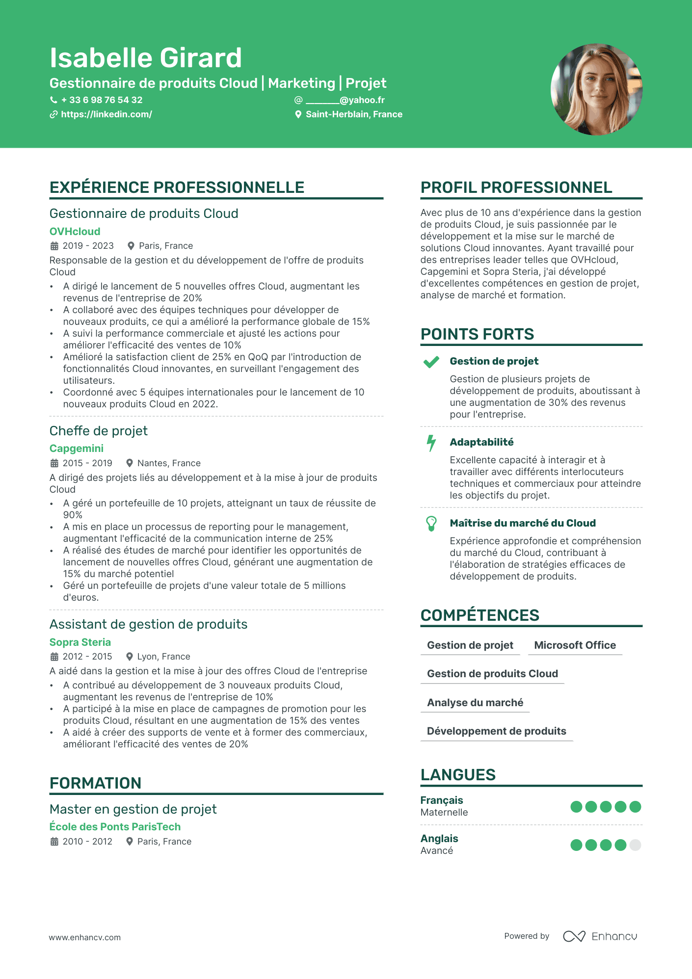 CV Designer en ligne | Créateur de CV gratuit | Enhancv