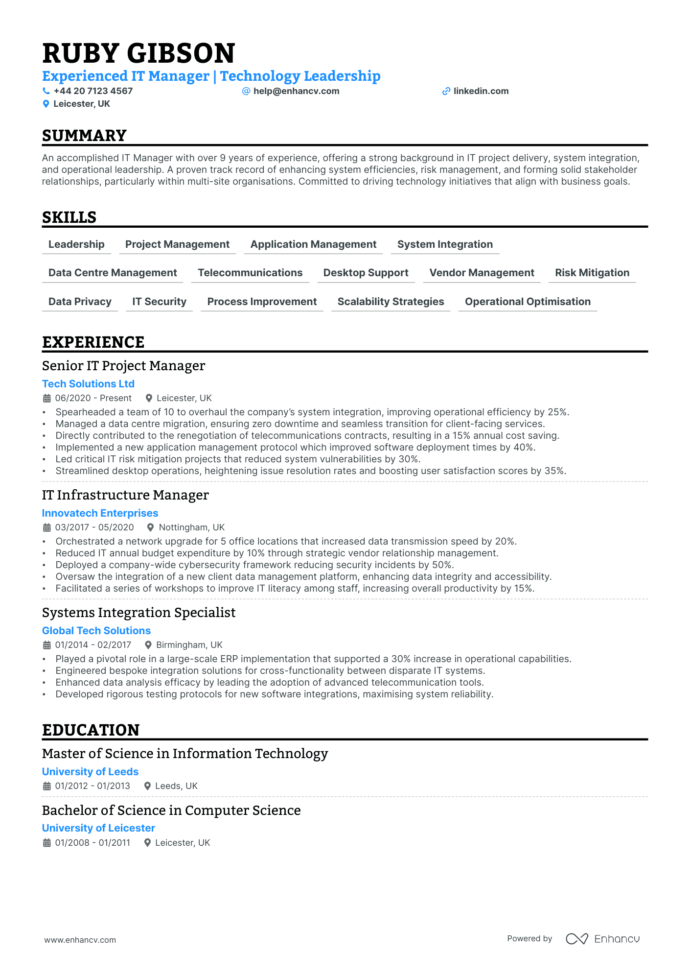 IT Manager CV Examples & Guide for 2025