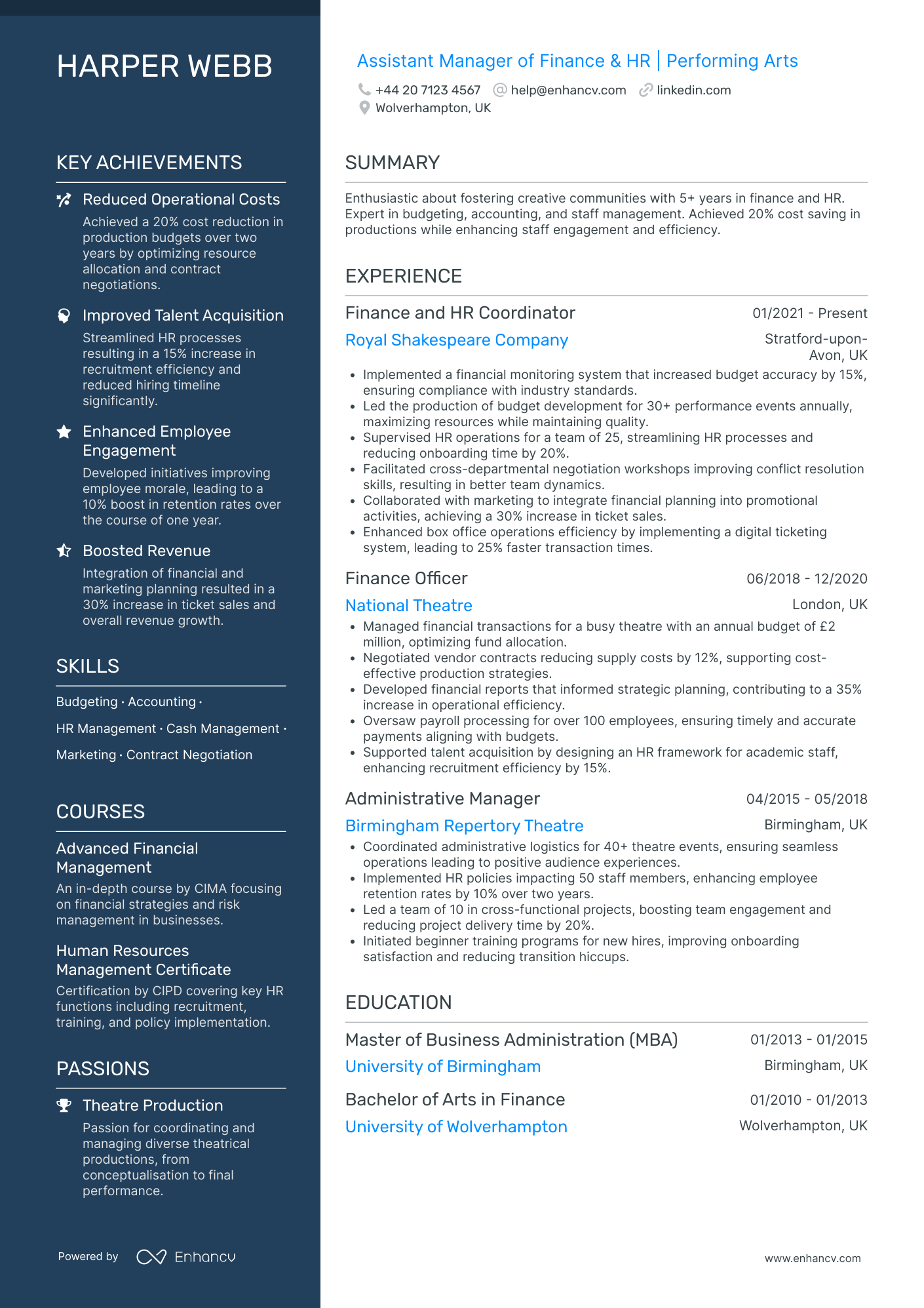 Performing Arts CV Examples & Guide for 2026