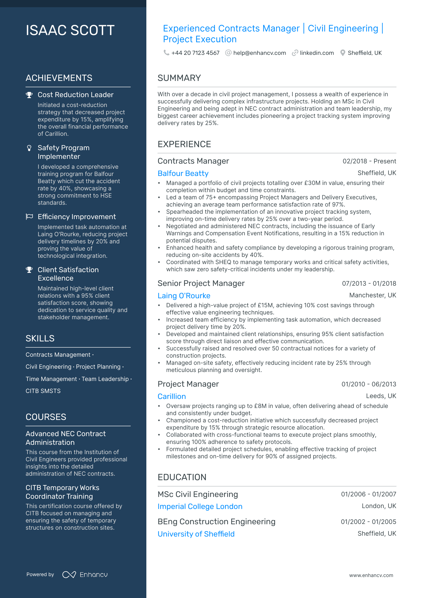 Contracts Manager CV Examples & Guide for 2025