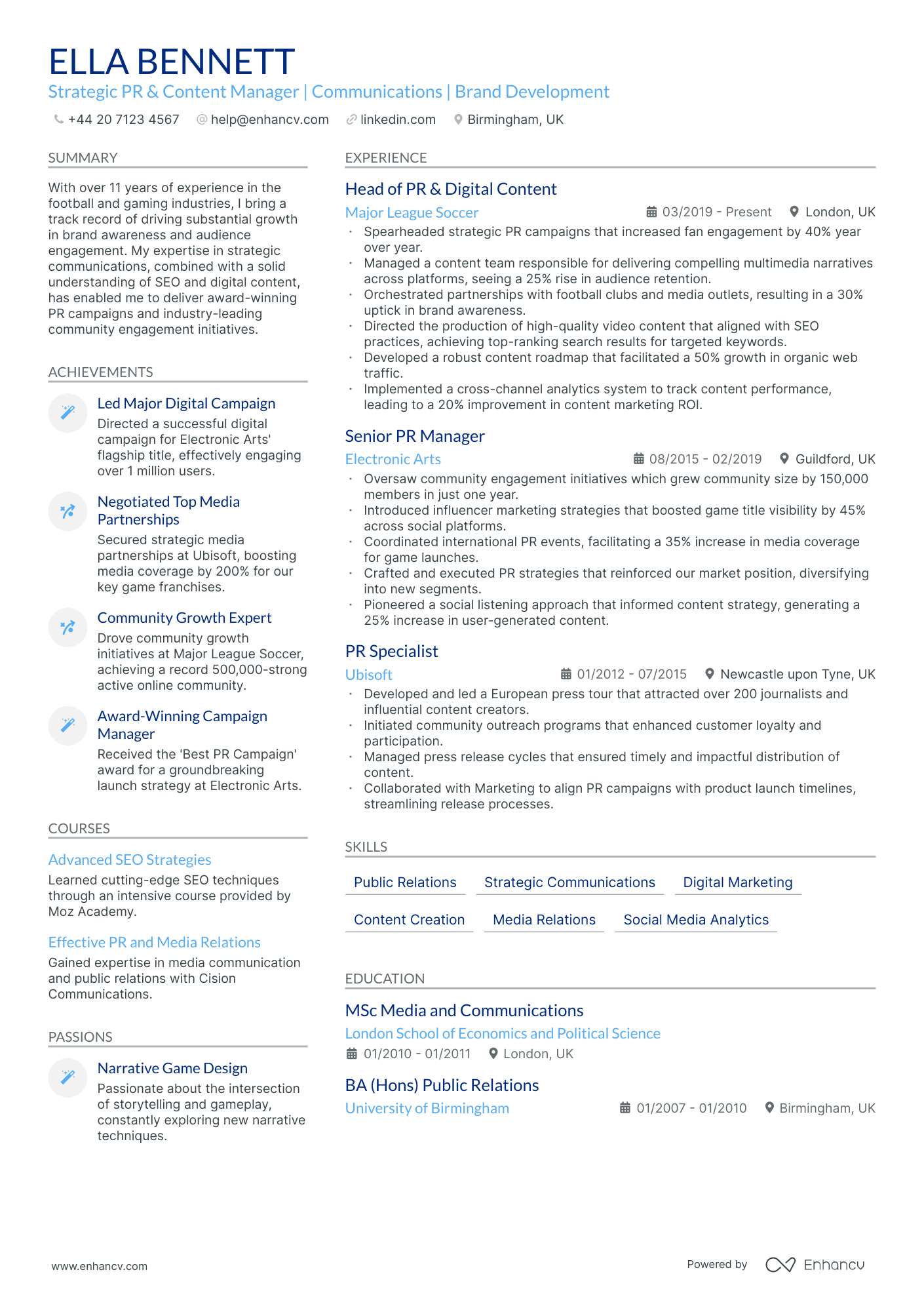 Public Relations CV Examples & Guide for 2025