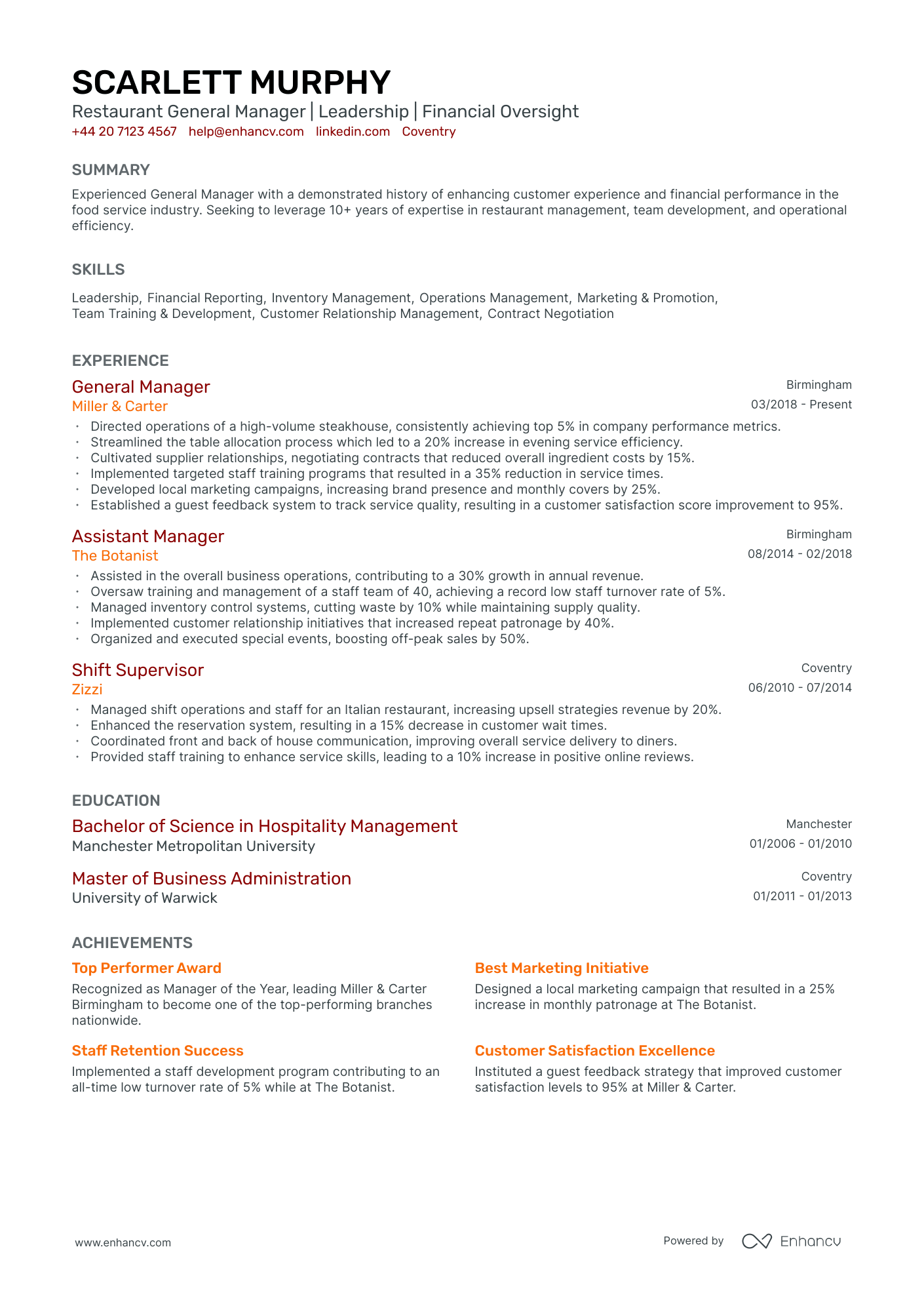 Manager CV Examples & Guide for 2025