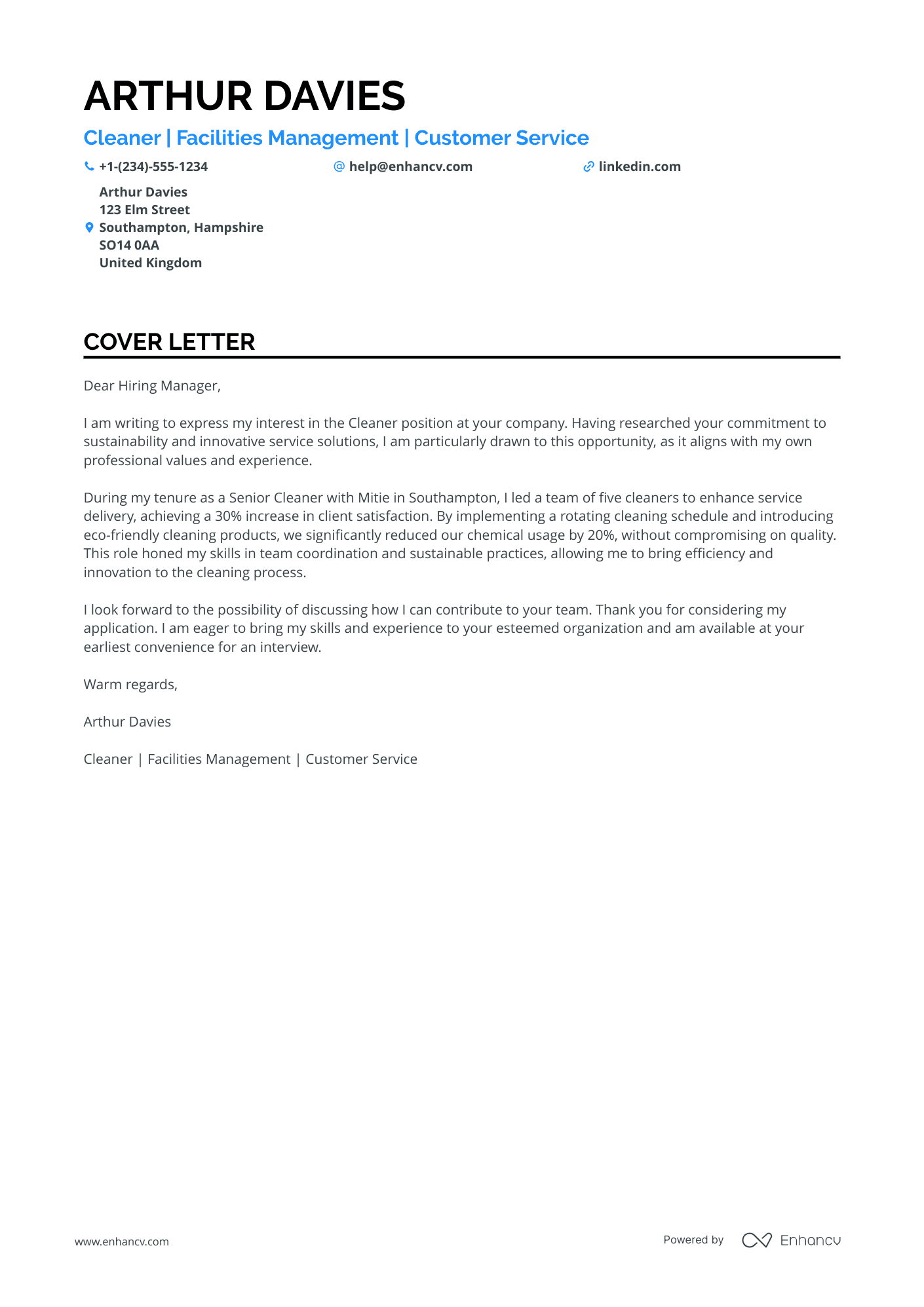 Cleaner Cover Letter Examples & Guide for 2026