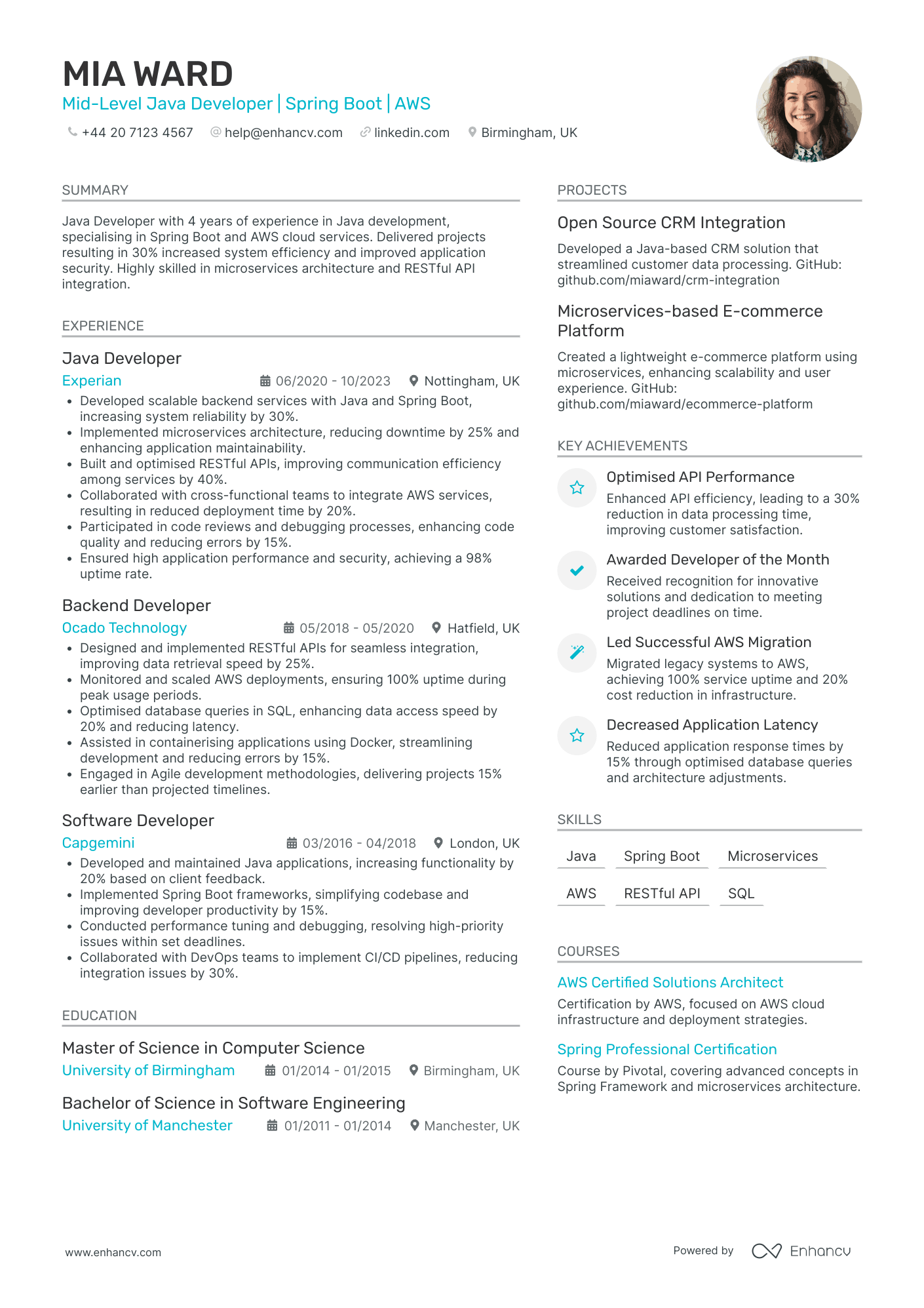 Java Developer CV Examples & Guide for 2025