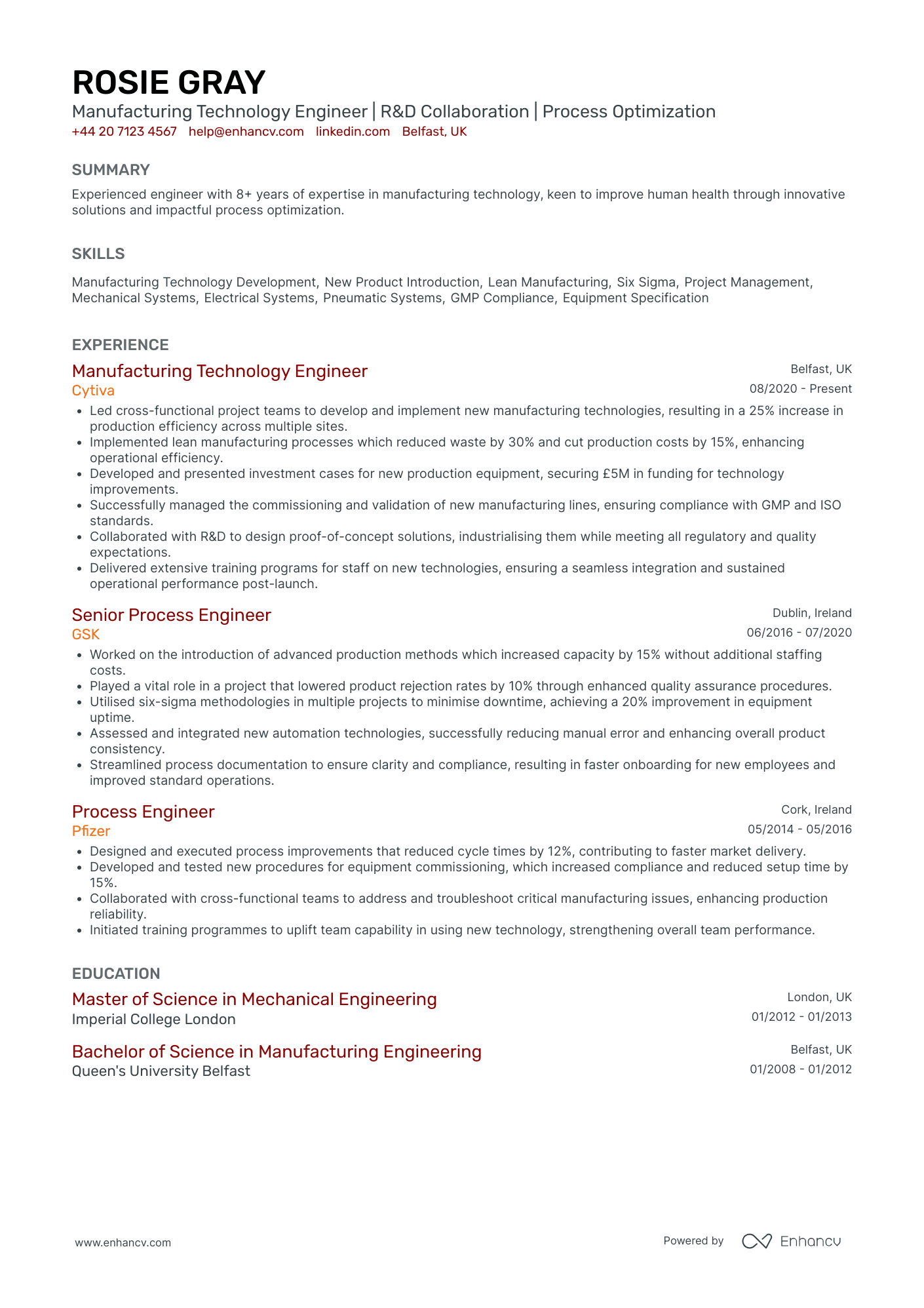 Project Engineer CV Examples & Guide for 2026