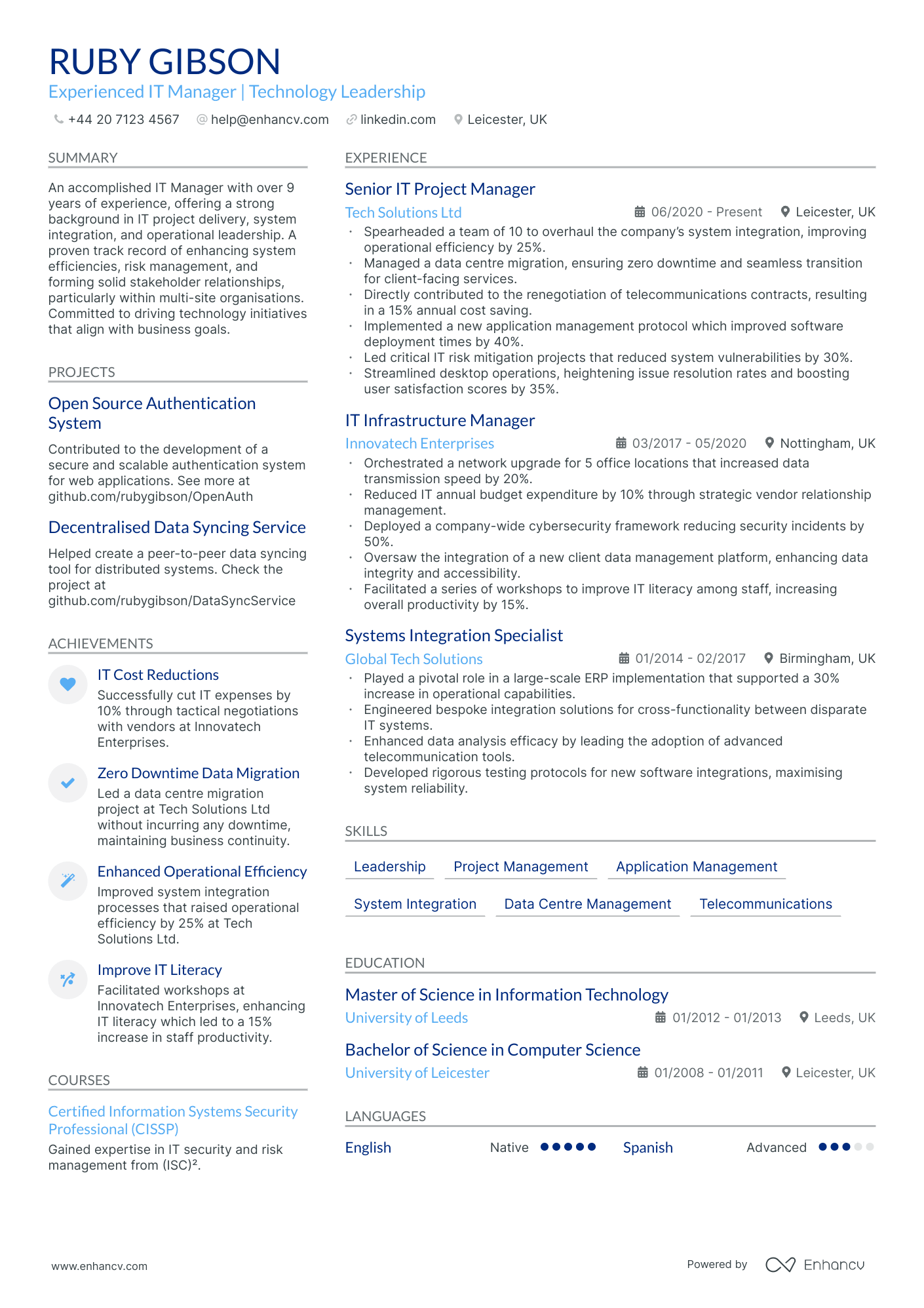 IT Manager CV Examples & Guide for 2025