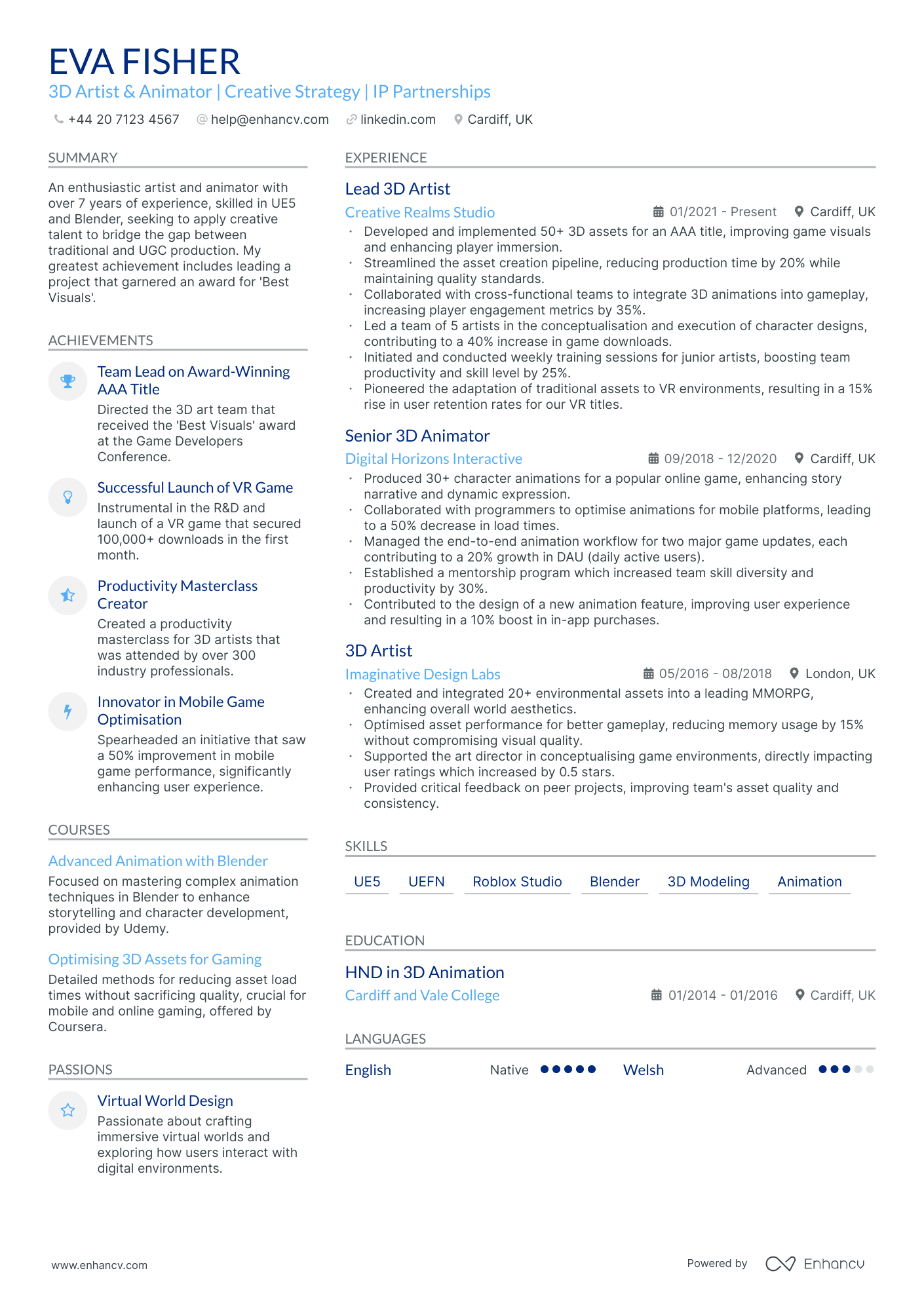 3D Artist CV Examples & Guide for 2025