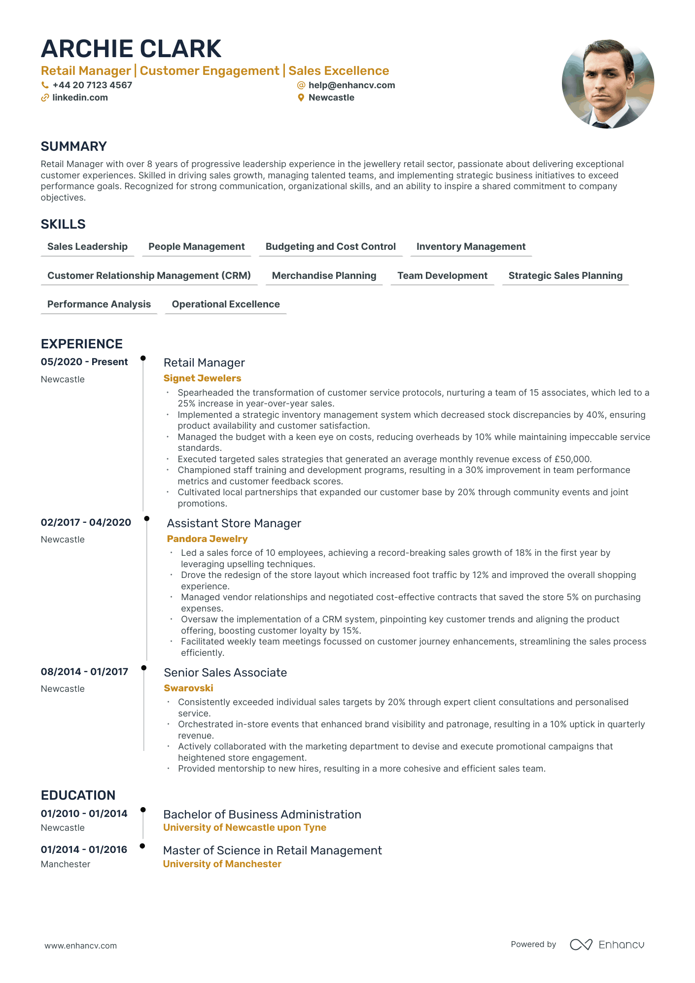 Retail Manager CV Examples & Guide for 2025