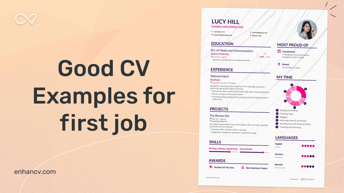 8 CV Examples for First Job (Templates + Guide for 2023)