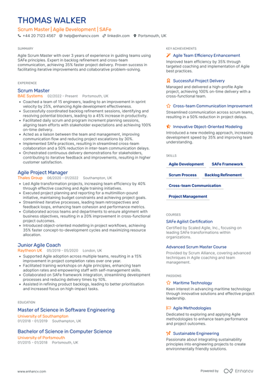 Scrum Master CV Examples & Guide for 2026
