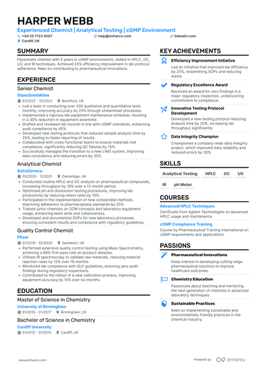 Chemist CV Examples & Guide for 2026