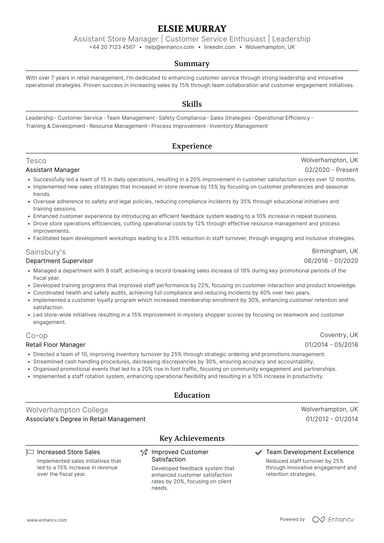 Store Manager CV Examples & Guide for 2026