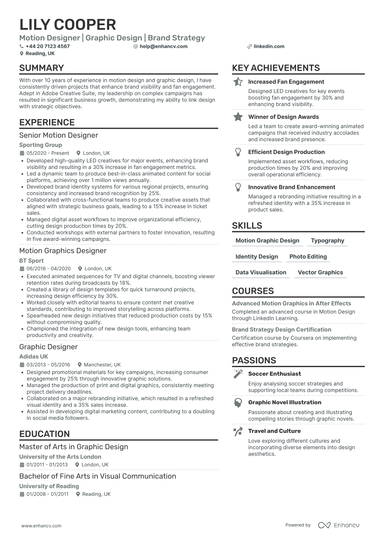 Motion Graphics CV Examples & Guide for 2026