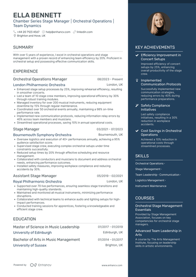 Stage Manager CV Examples & Guide for 2026