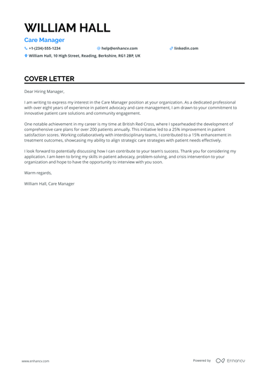 Care Manager Cover Letter Examples & Guide for 2026
