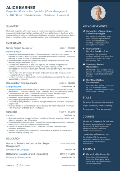 Construction Worker CV Examples & Guide for 2026