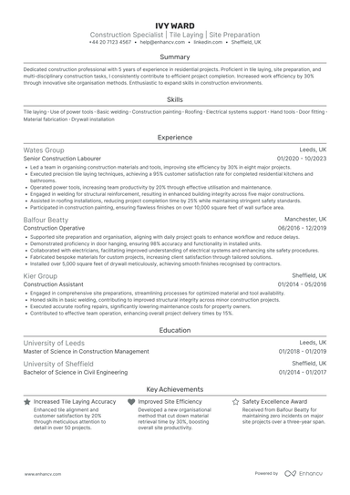 Construction Worker CV Examples & Guide for 2026
