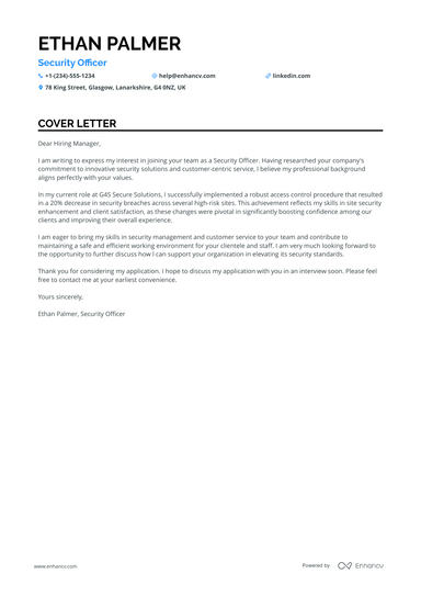Security Manager Cover Letter Examples & Guide for 2026