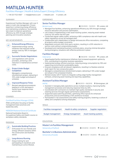 Facilities Manager CV Examples & Guide for 2026