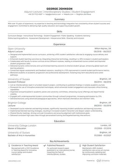 Lecturer CV Examples & Guide for 2026
