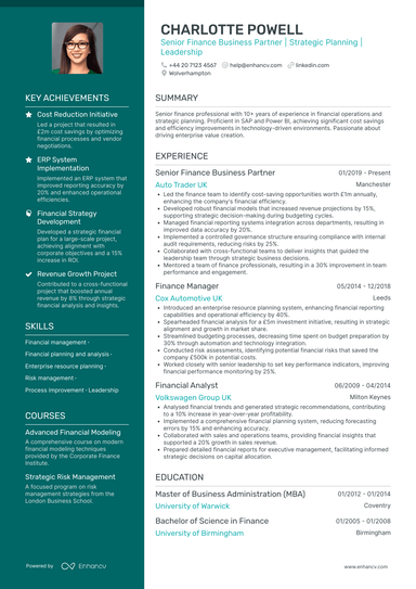 Finance Manager CV Examples & Guide for 2026