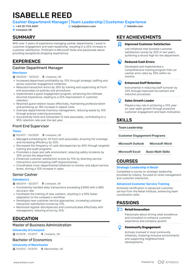 Cashier CV Examples & Guide for 2026