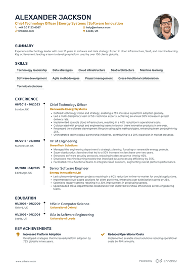 CTO CV Examples & Guide for 2026