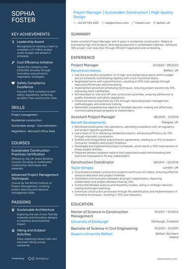 Construction Project Manager CV Examples & Guide for 2026