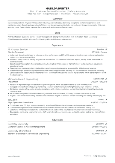 Pilot CV Examples & Guide for 2026